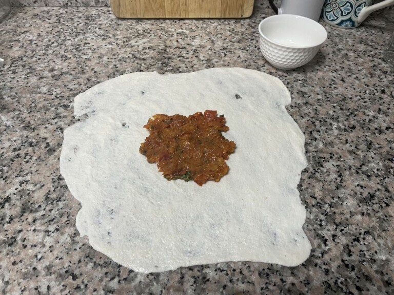 Mahjouba Recipe | Algerian Semolina Crepes | butfirstchai.com